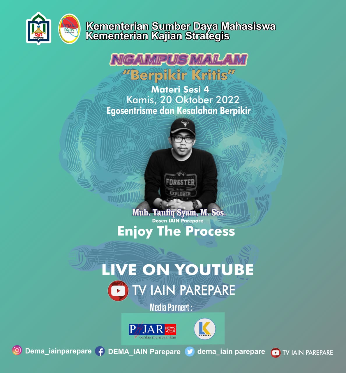 Tingkatkan Daya Berpikir Kritis, Dema IAIN Parepare Gelar Ngampus Malam