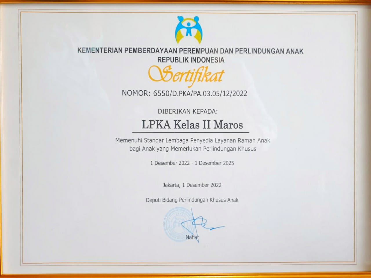 LPKA Maros Terstandarisasi Lembaga Perlindungan Khusus Ramah Anak