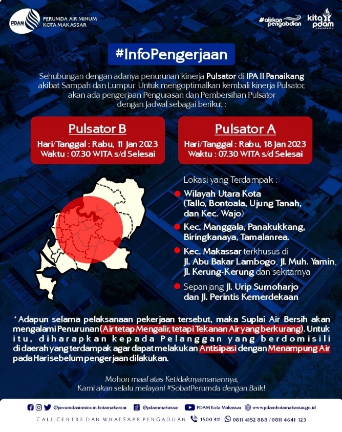 PDAM Makassar Lakukan Pemeliharaan IPA II Panaikang, Wilayah Ini Alami ...
