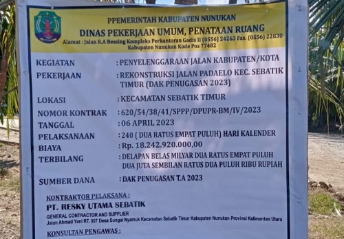 Proyek Rekonstruksi Jalan di Pulau Sebatik Diduga Salah Alamat