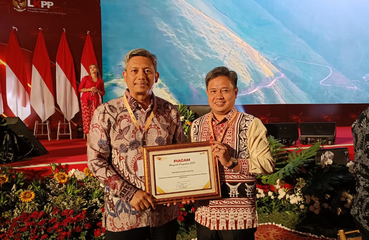 Anugrah Pengadaan 2023, Realisasi Transaksi PDN Sulsel Terbaik Kedua di Indonesia